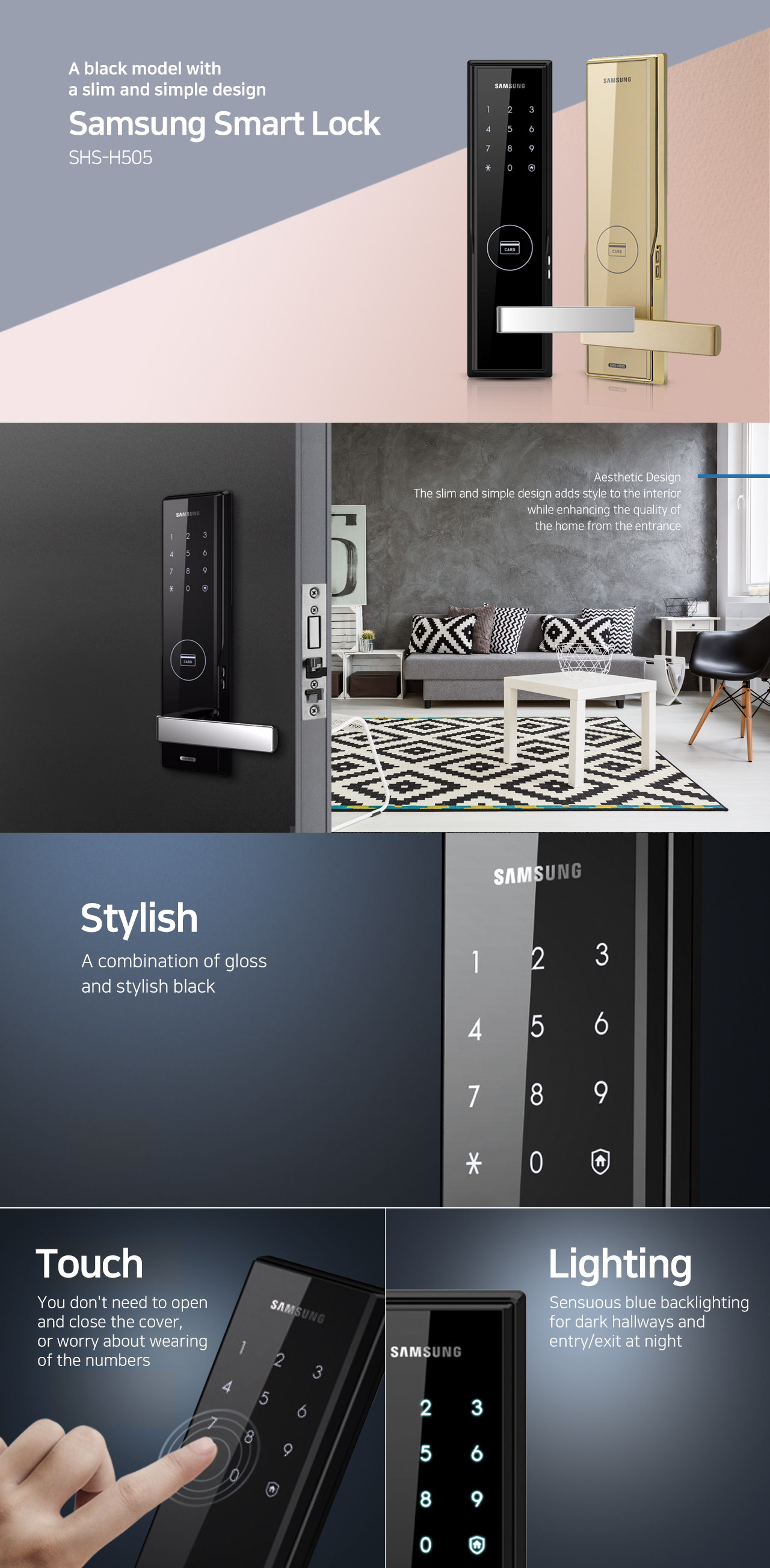 SHS-H505 | Lever | Smart Doorlock | Product | Zigbang Smart Home
