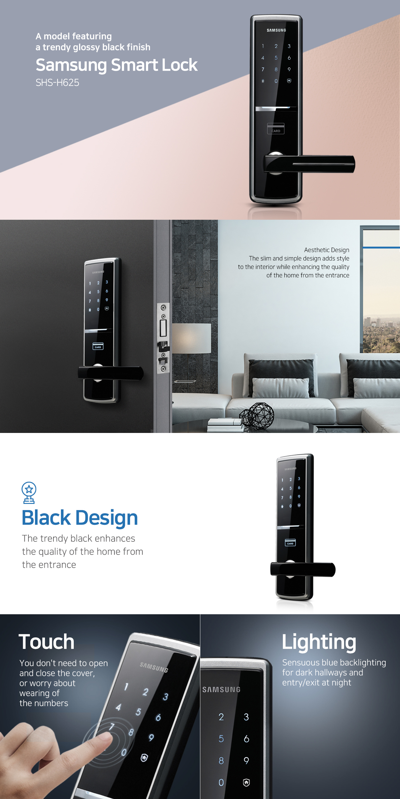 SHS-H625 | Lever | Smart Doorlock | Product | Zigbang Smart Home